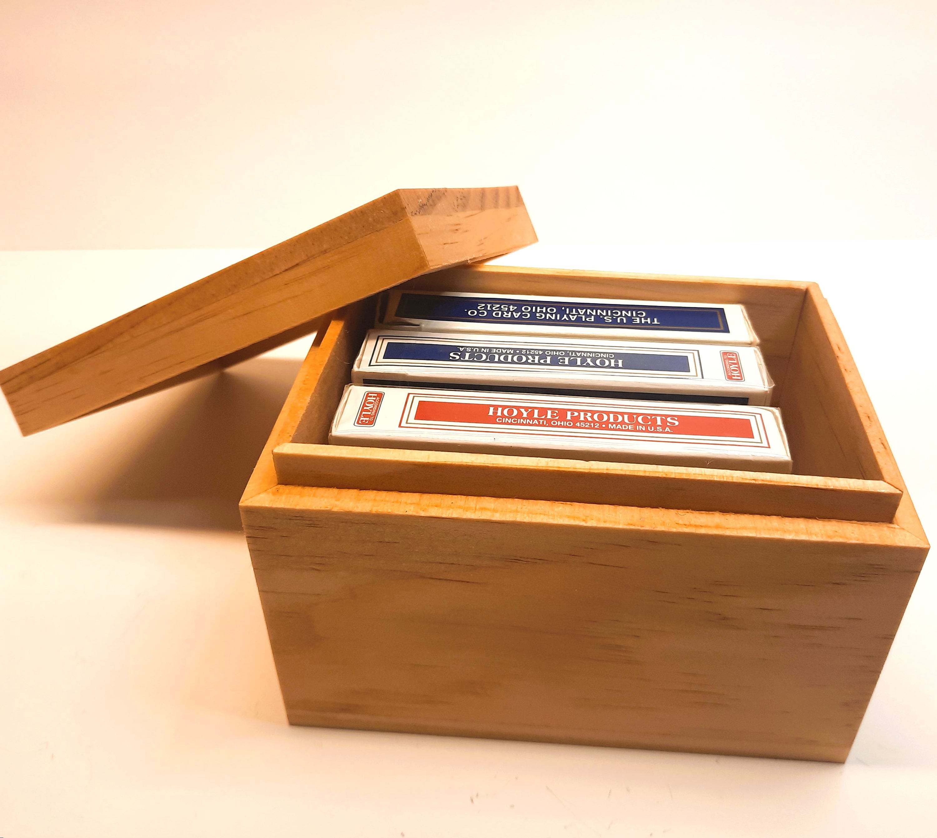 Playing Card Storage Box, Light Finish, Multi Deck Card Storage Box ...