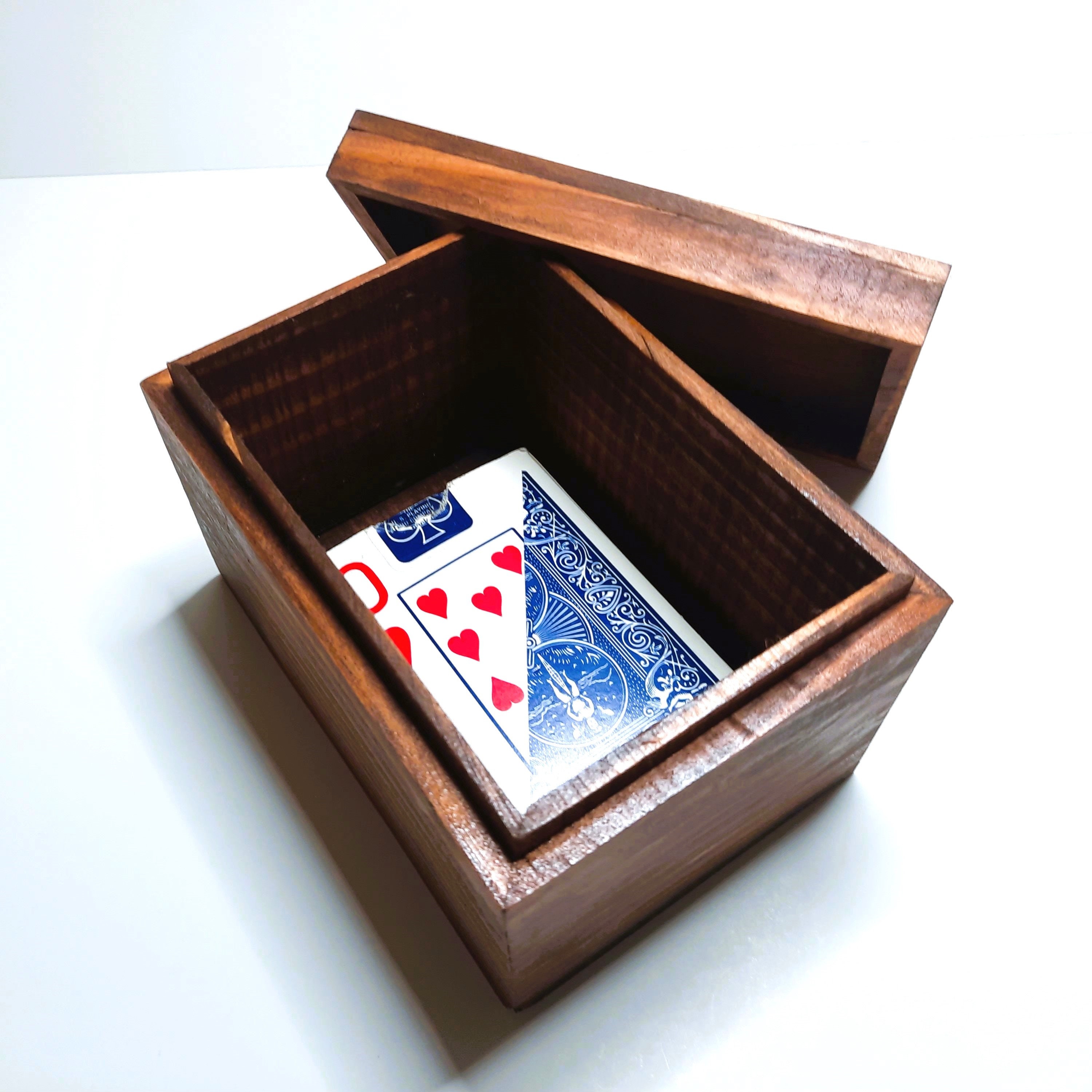 Handmade Wooden Playing Card Storage Box: Dark Finish, 3-deck Capacity ...