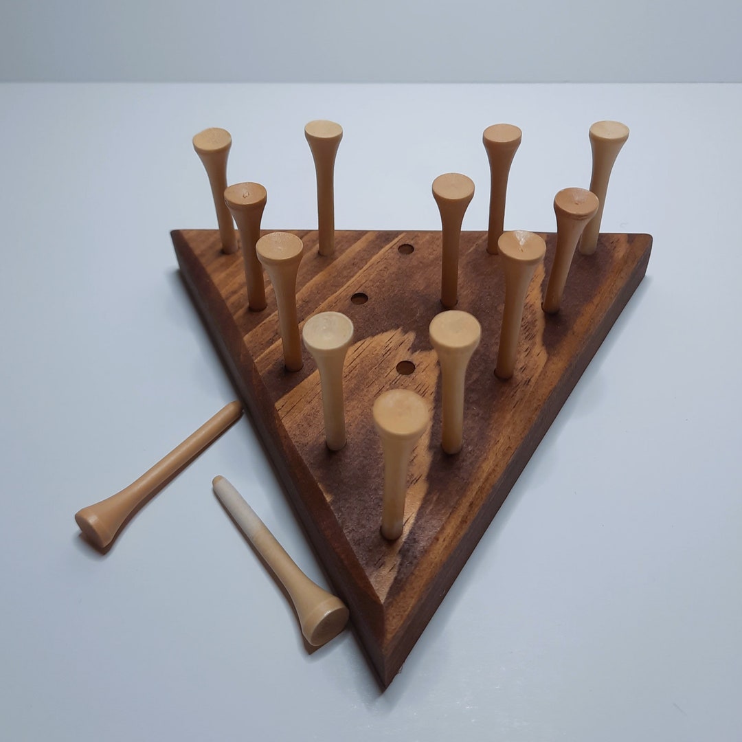 Peg Game, Handmade Game, Triangle Peg Game Dark Finish - Etsy