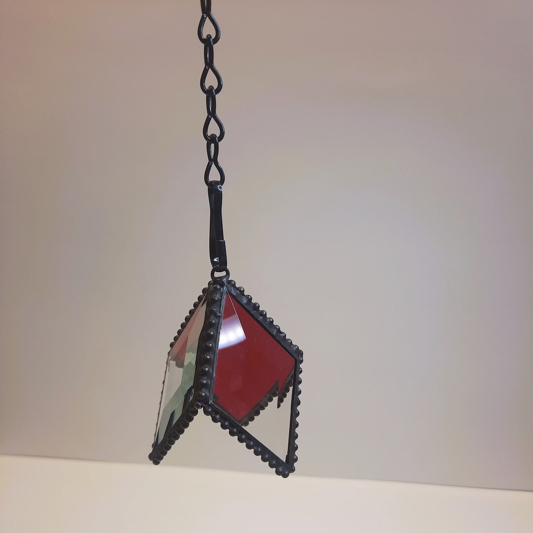 Bevel Suncatcher, Dark Red Bevel Pyramid Suncatcher - Etsy