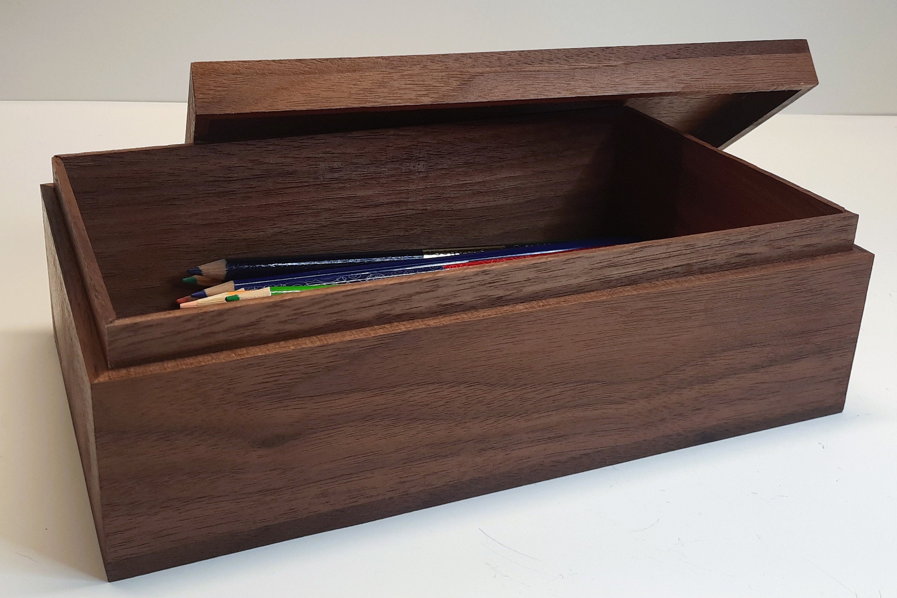 Walnut Art Box, Walnut Wooden Art Storage Box, Pencil Box, Paint Brush ...