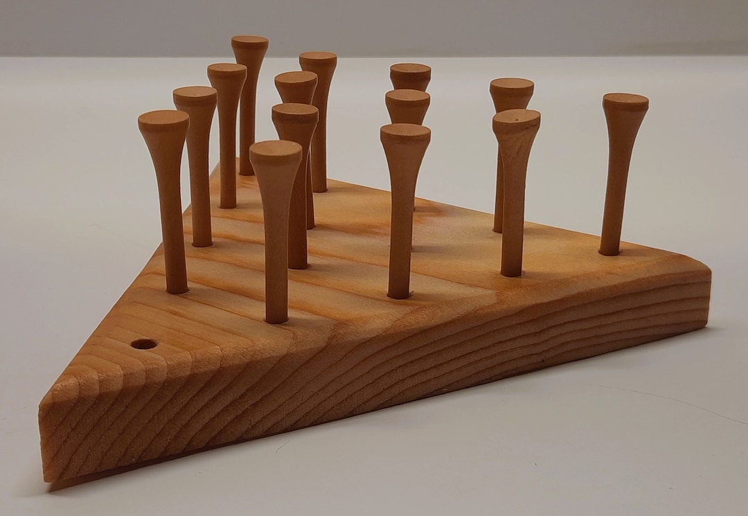 Peg Game, Handmade Game, Triangle Peg Game, Natural Finish - Etsy
