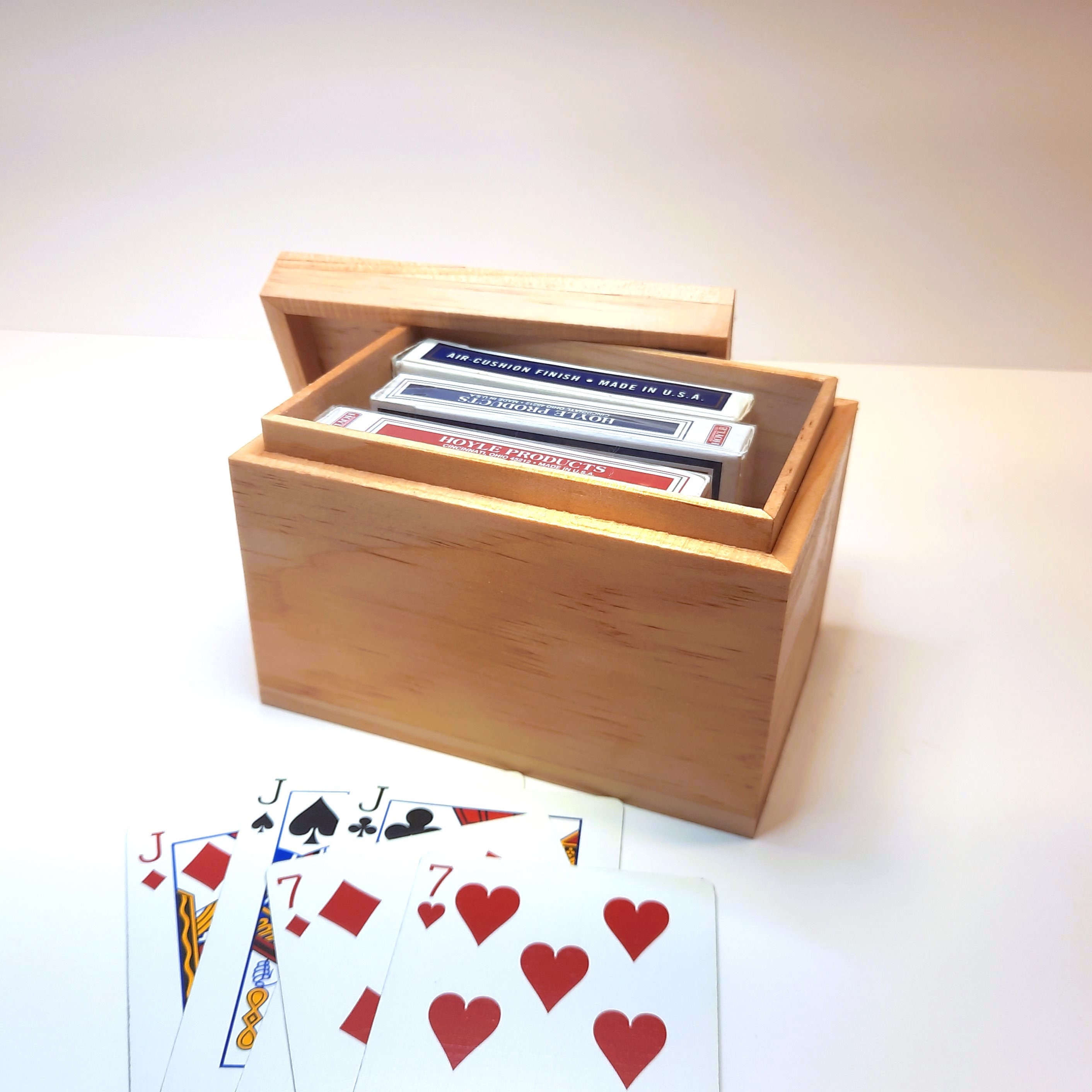 Playing Card Storage Box, Light Finish, Multi Deck Card Storage Box ...
