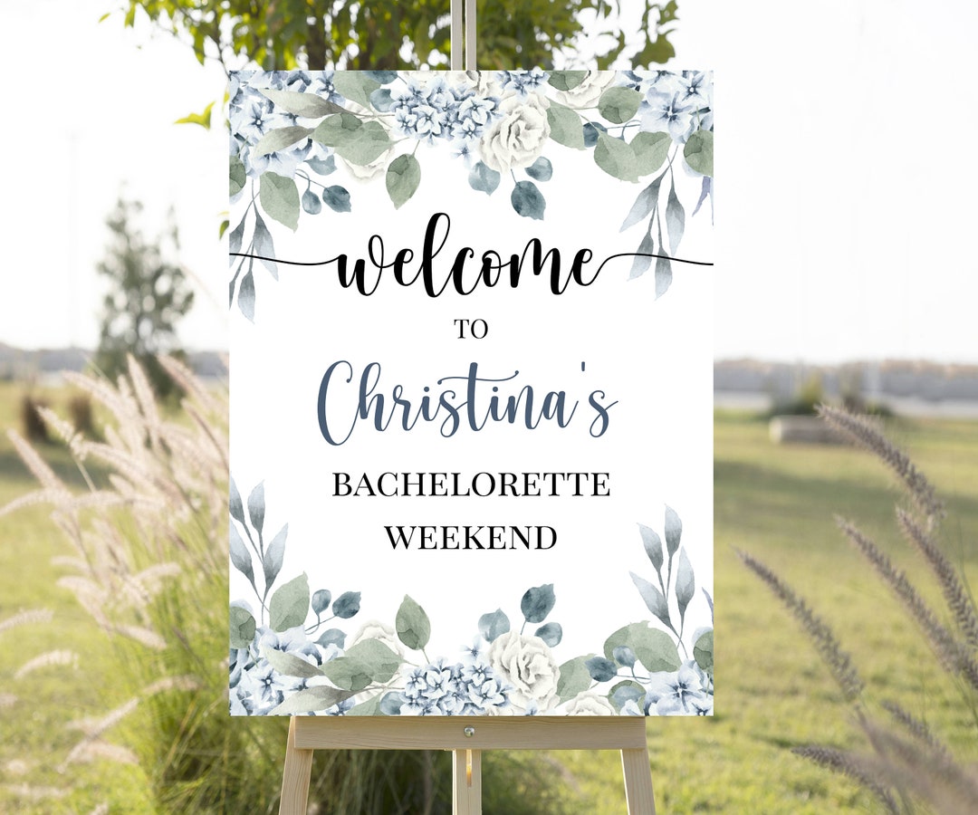 Bachelorette Party Sign Template, Bach, Weekend, Poster, Dusty Blue ...