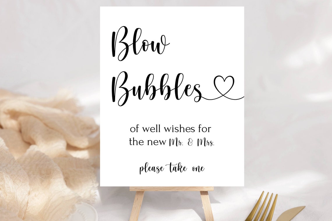 Blow Bubbles Wedding Sign Template, Well Wishes, Printable, DIY, Try Before You Buy, INSTANT ...