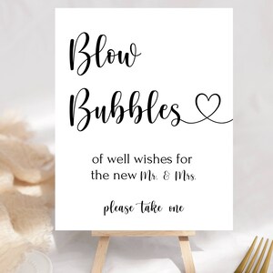 Blow Bubbles Wedding Sign Template, Well Wishes, Printable, DIY, Try ...