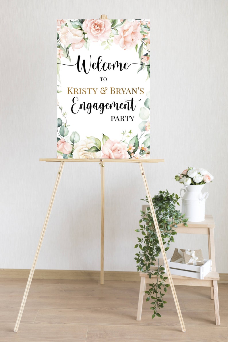 Engagement Party Sign Template, Wedding, Printable, Blush, Gold ...