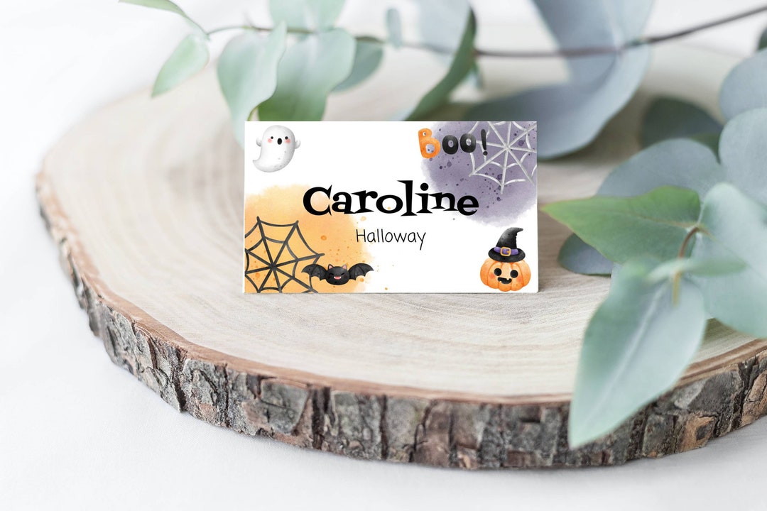 Halloween Name Card Template, Place Cards, Printable, Editable, Try ...