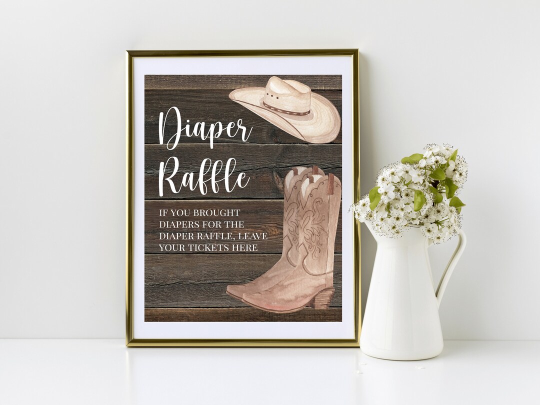 Baby Shower Diaper Raffle Sign Template, Poster, Western, Cowboy ...