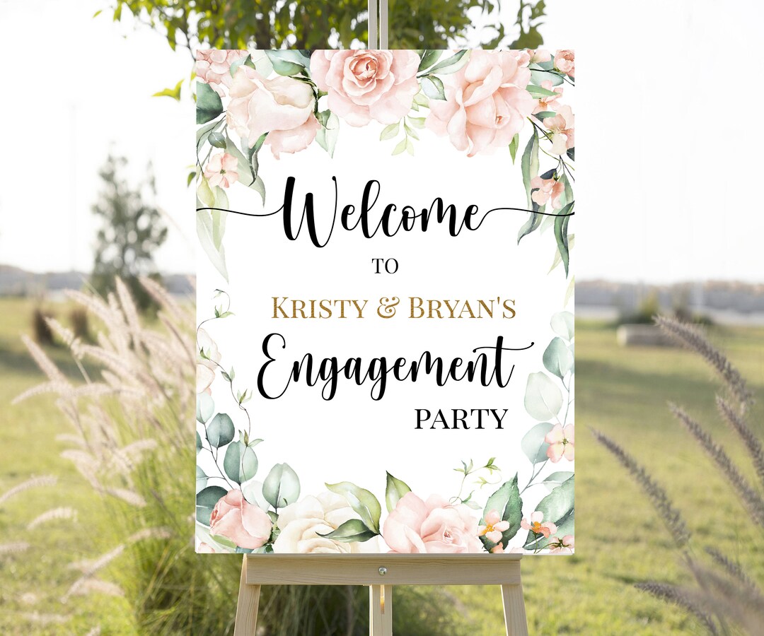 Engagement Party Sign Template, Wedding, Printable, Blush, Gold ...