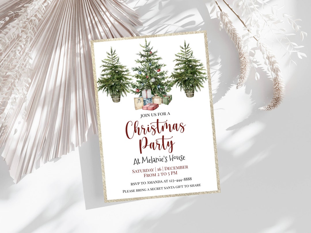 Christmas Party Invite Template, Invitation, Printable, Try Before You ...