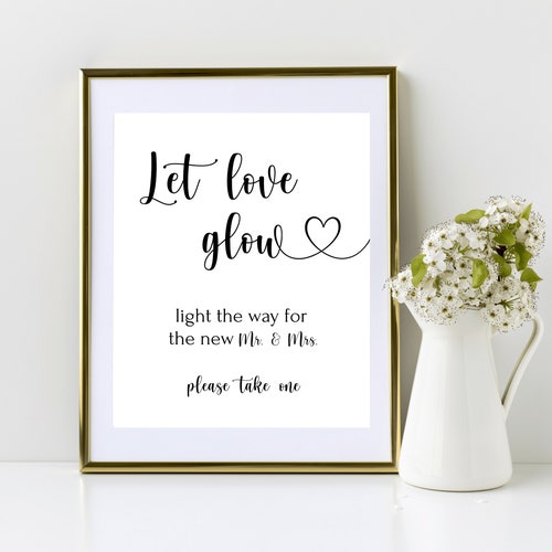 Let Love Glow Sign Wedding Sign Template Glow Stick Send off - Etsy