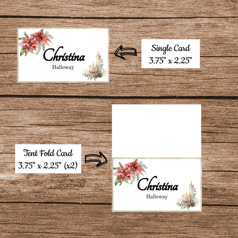 Christmas Name Card Template, Printable, DIY, Holiday, Dinner, Brunch ...