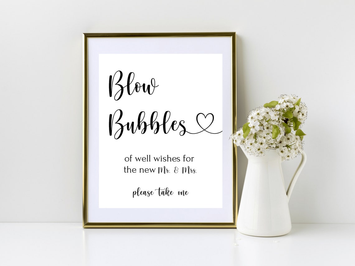 Blow Bubbles Wedding Sign Template, Well Wishes, Printable, DIY, Try ...