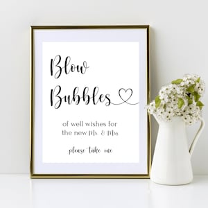 Blow Bubbles Wedding Sign Template, Well Wishes, Printable, DIY, Try ...