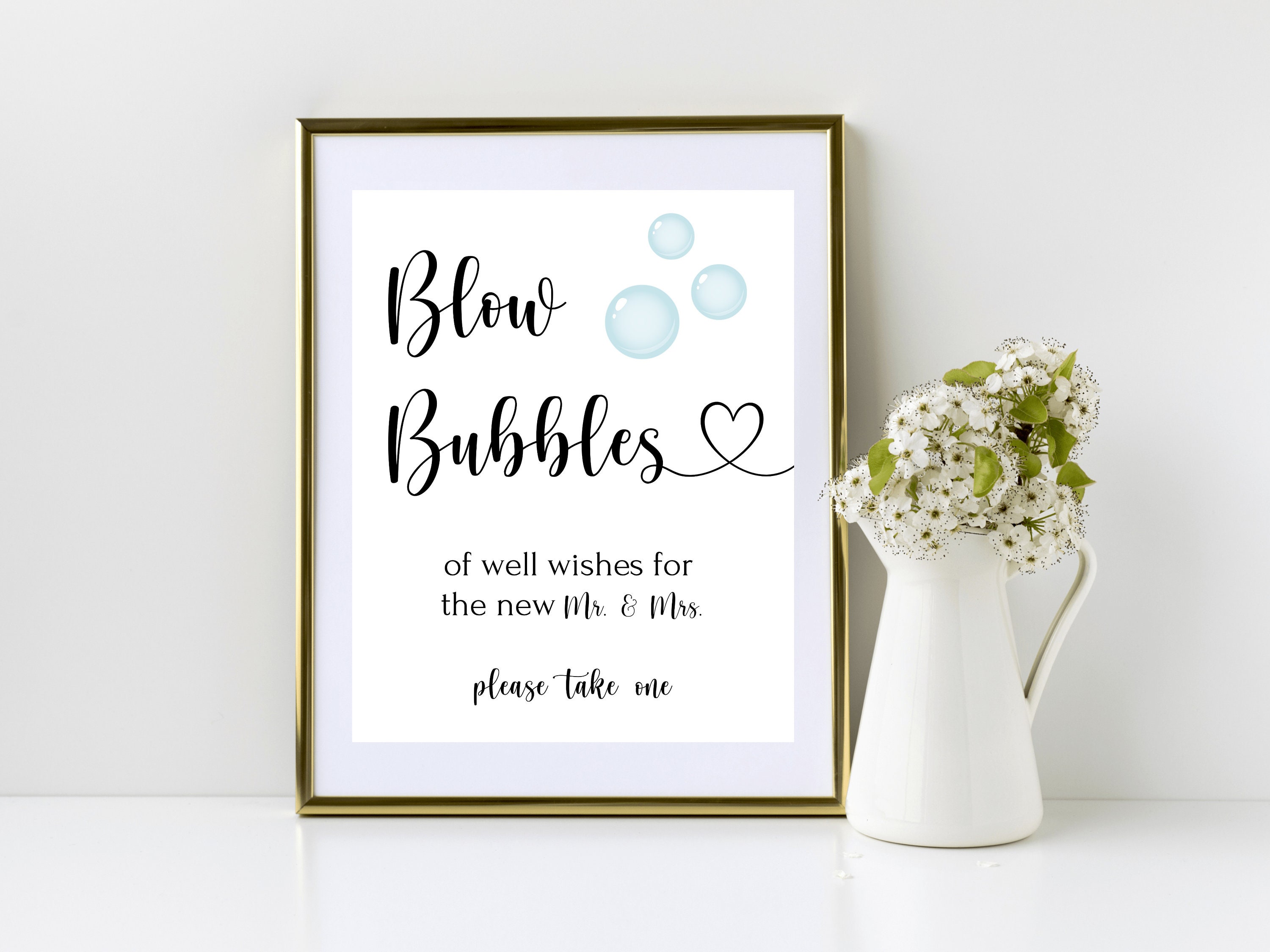 Blow Bubbles Wedding Sign Template, Send-off Sign, Well Wishes ...