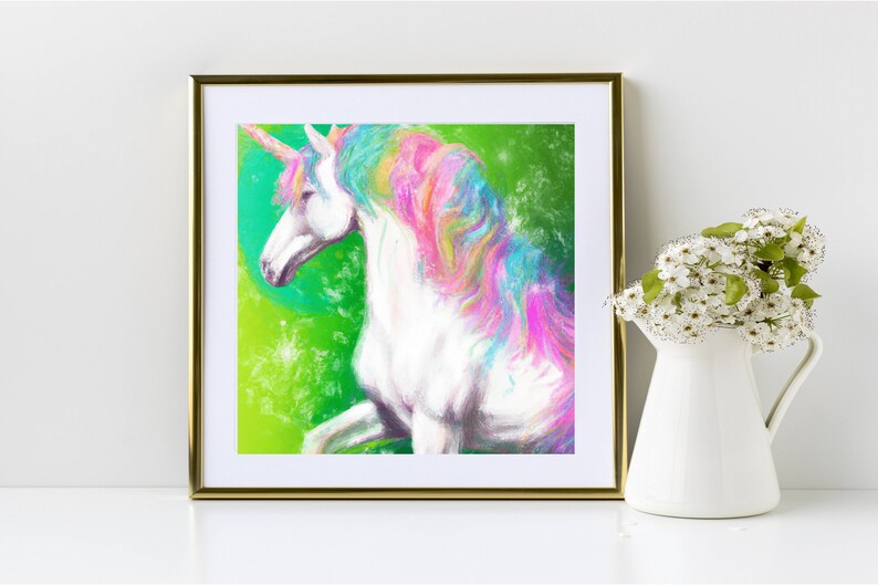 Rainbow Unicorn Printable Wall Art, Fairytale, Unicorn Print, Girl's ...