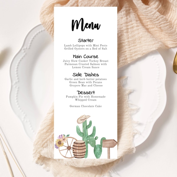Western Party Menu - Etsy