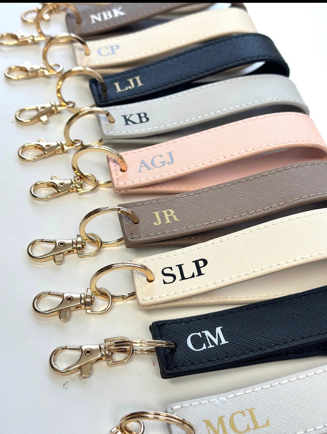 Personalised Wristlet Boutique Car Keyring Key Clip, Initials, Custom ...