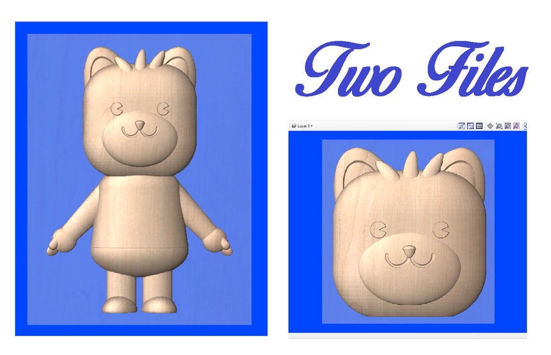 Cute Bear | CNC 3D Relief File STL | 2 Files - Etsy