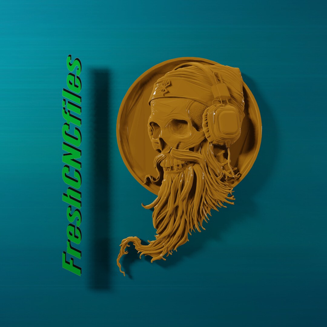 Skull With Headphones | CNC 3D Relief File STL - Etsy