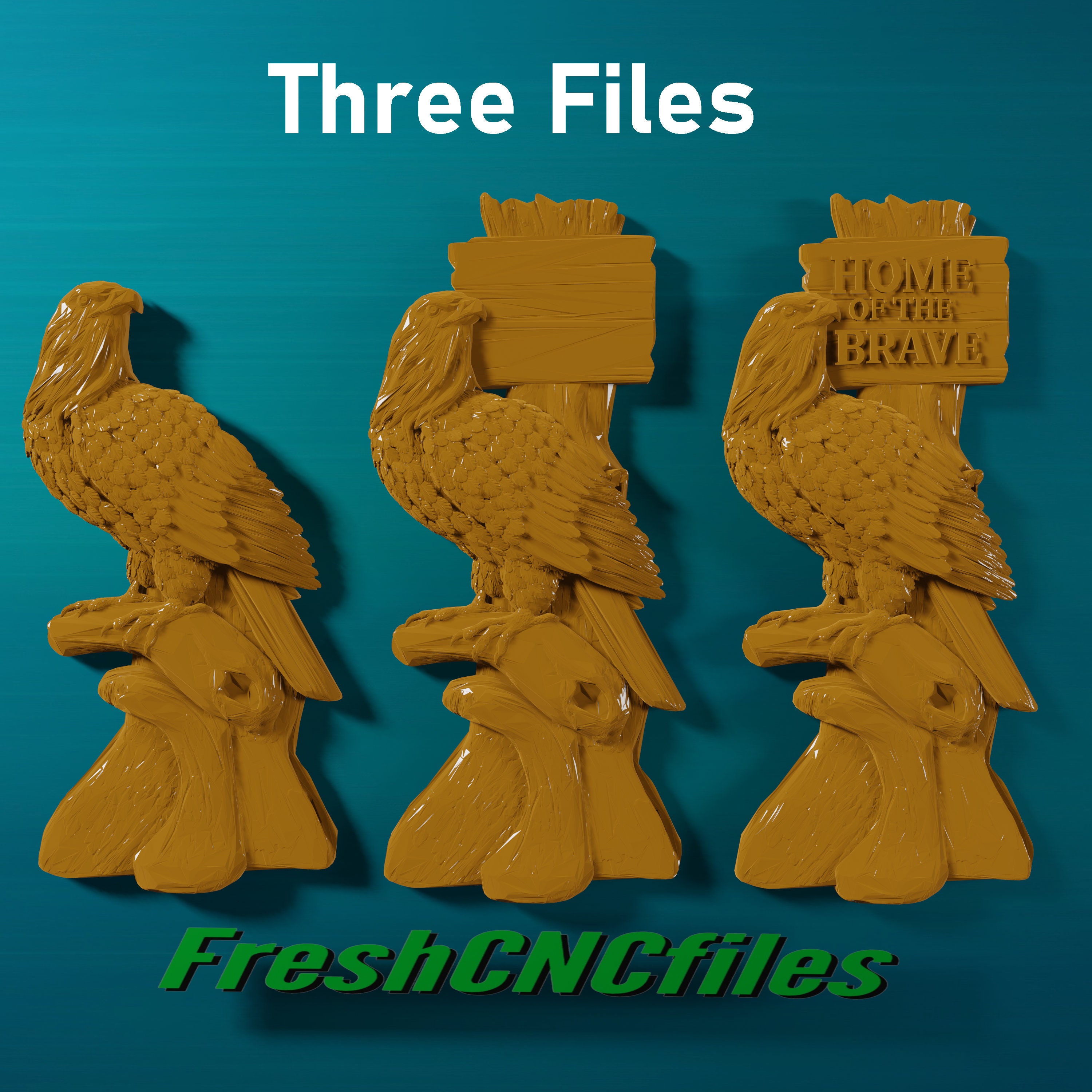 Eagle on Log Three CNC 3D Relief File STL - Etsy