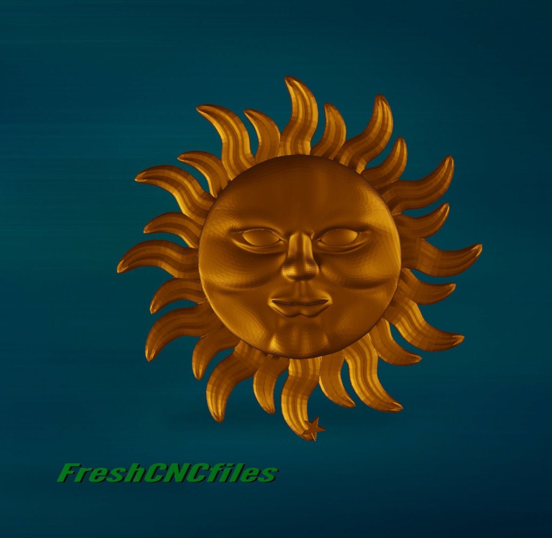 Sun With Face | CNC 3D Relief File STL - Etsy