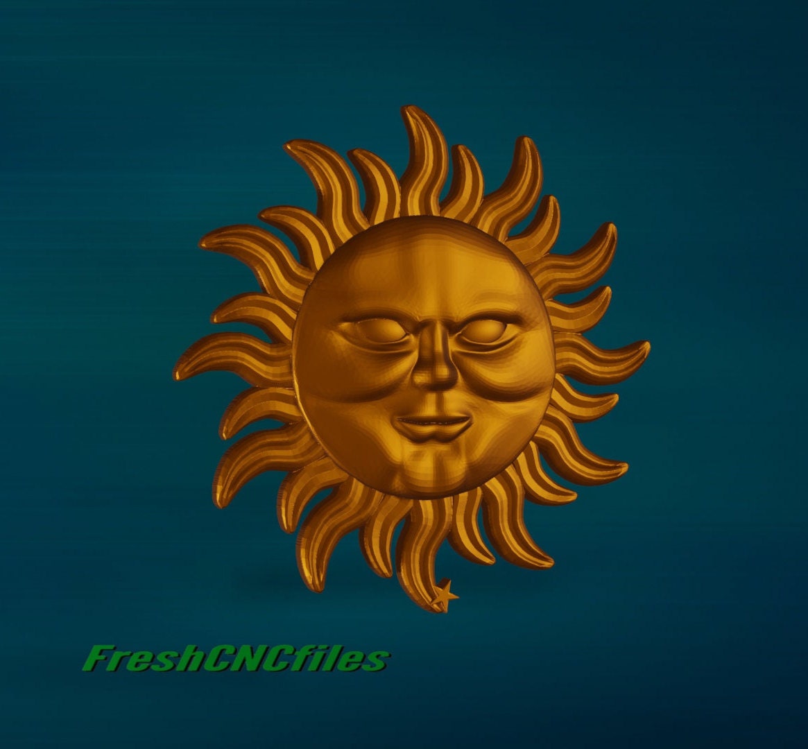Sun With Face CNC 3D Relief File STL - Etsy