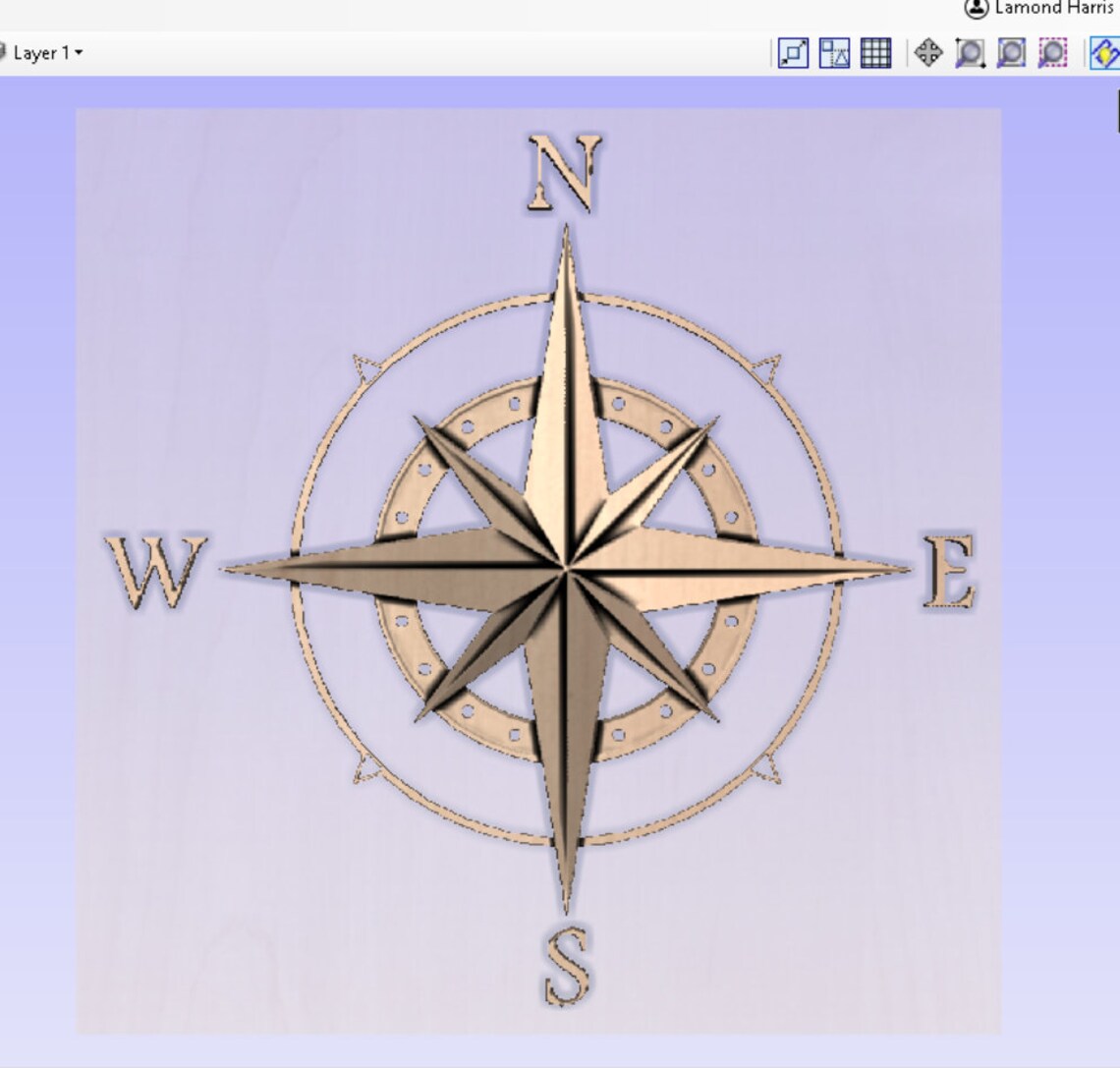 Compass CNC 3D Relief File STL - Etsy