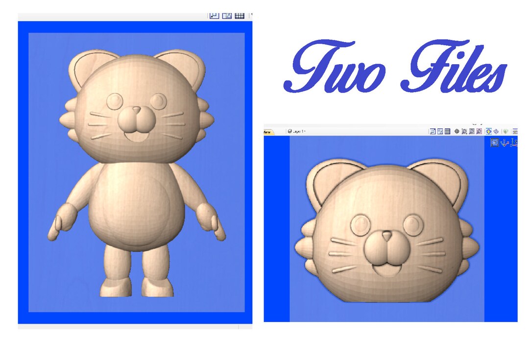Cute Kitty | CNC 3D Relief File STL | 2 Files - Etsy
