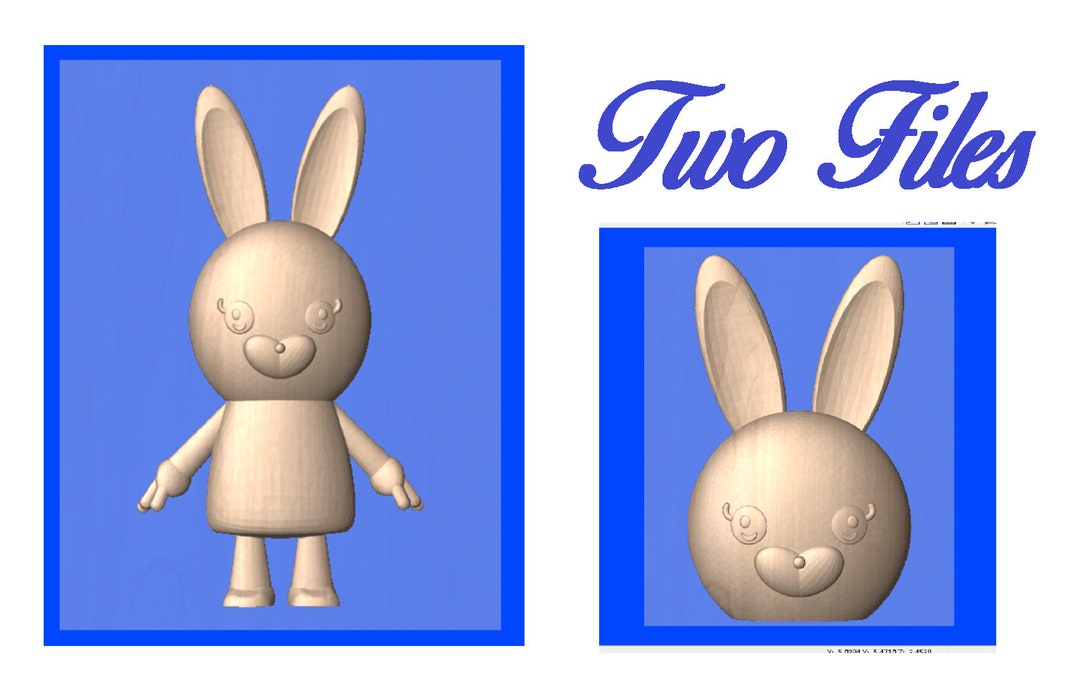 Cute Rabbit | CNC 3D Relief File STL | 2 Files - Etsy