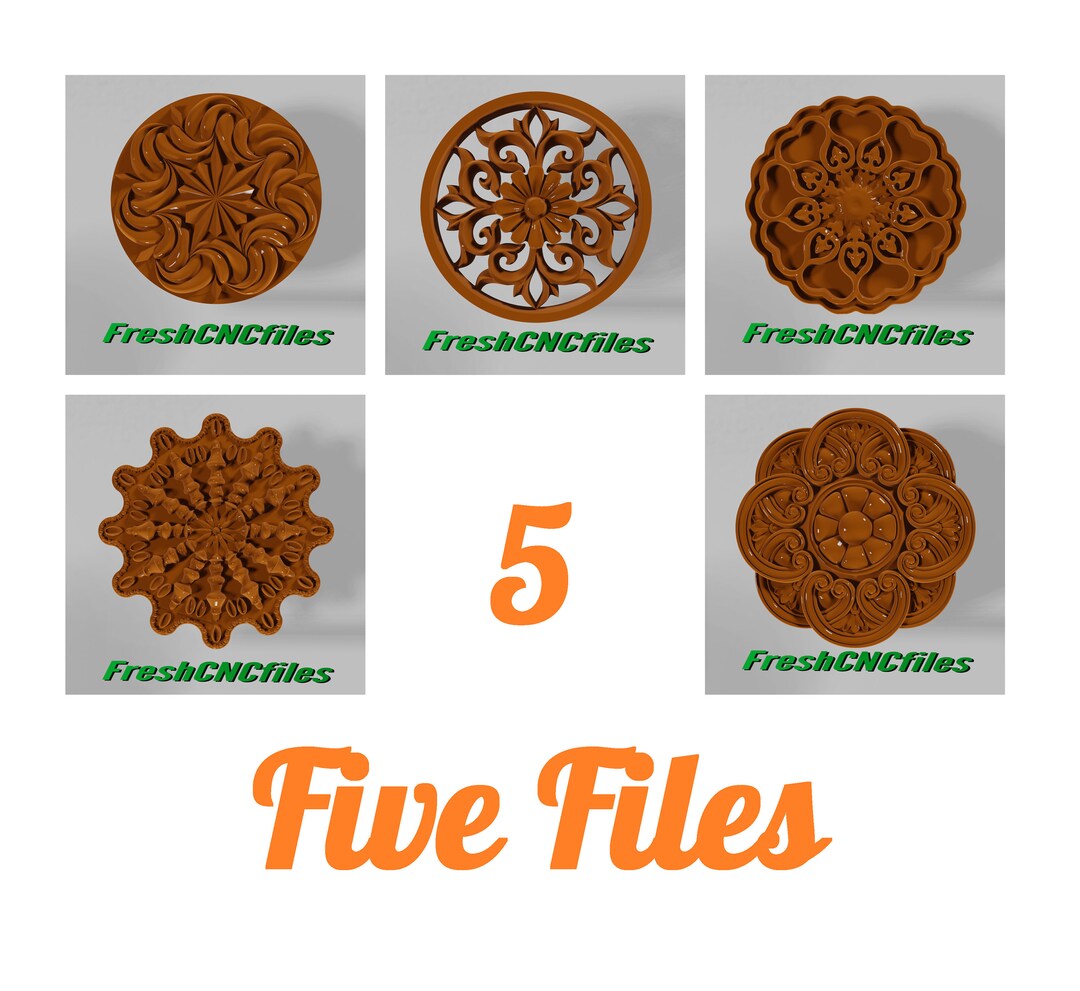 5 Round Applique Files - CNC STL 3D Relief - Etsy