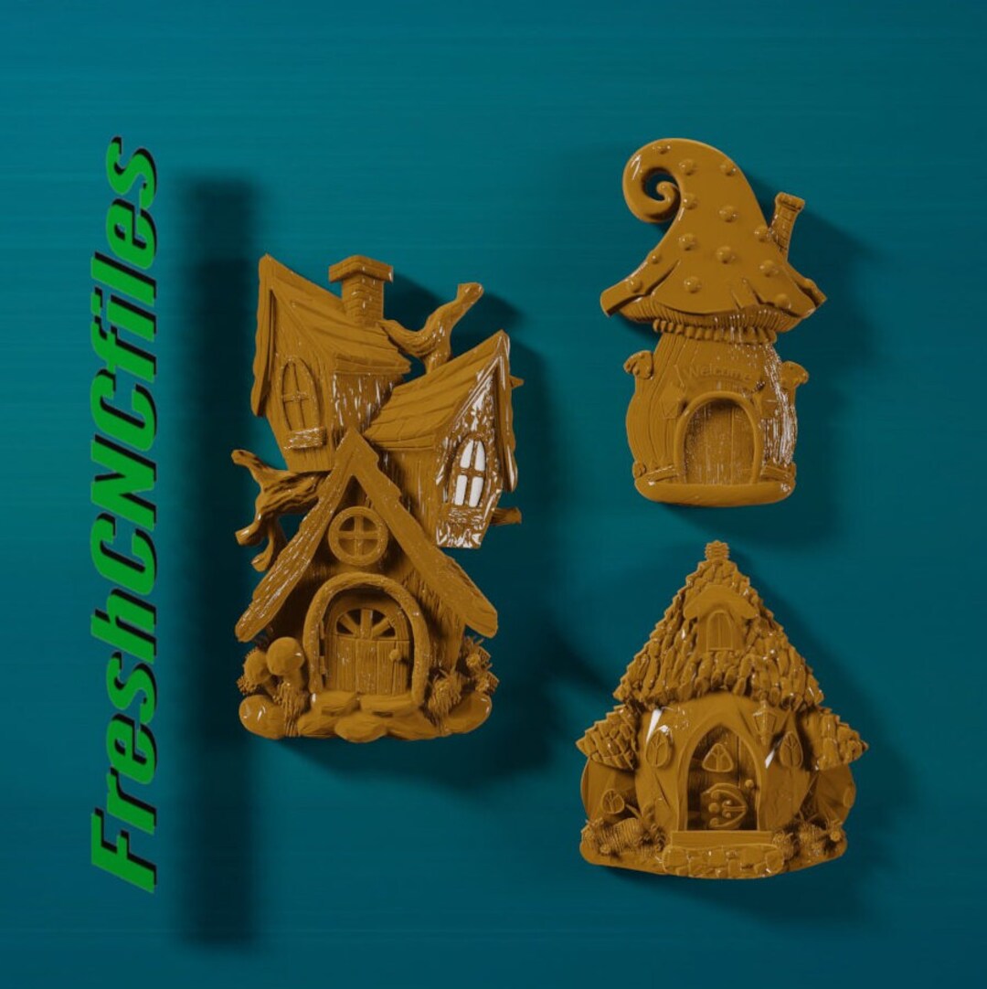 Enchanted Forest Houses | CNC 3D Relief File STL - 3 Different Houses ...