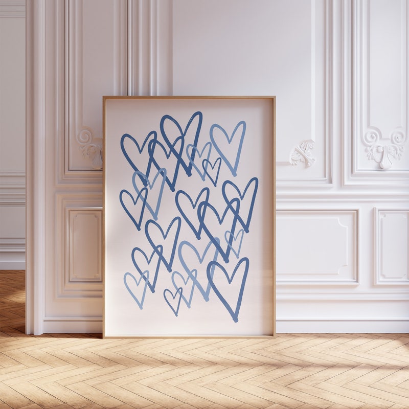 Navy Wall Love Heart Canvas - Etsy