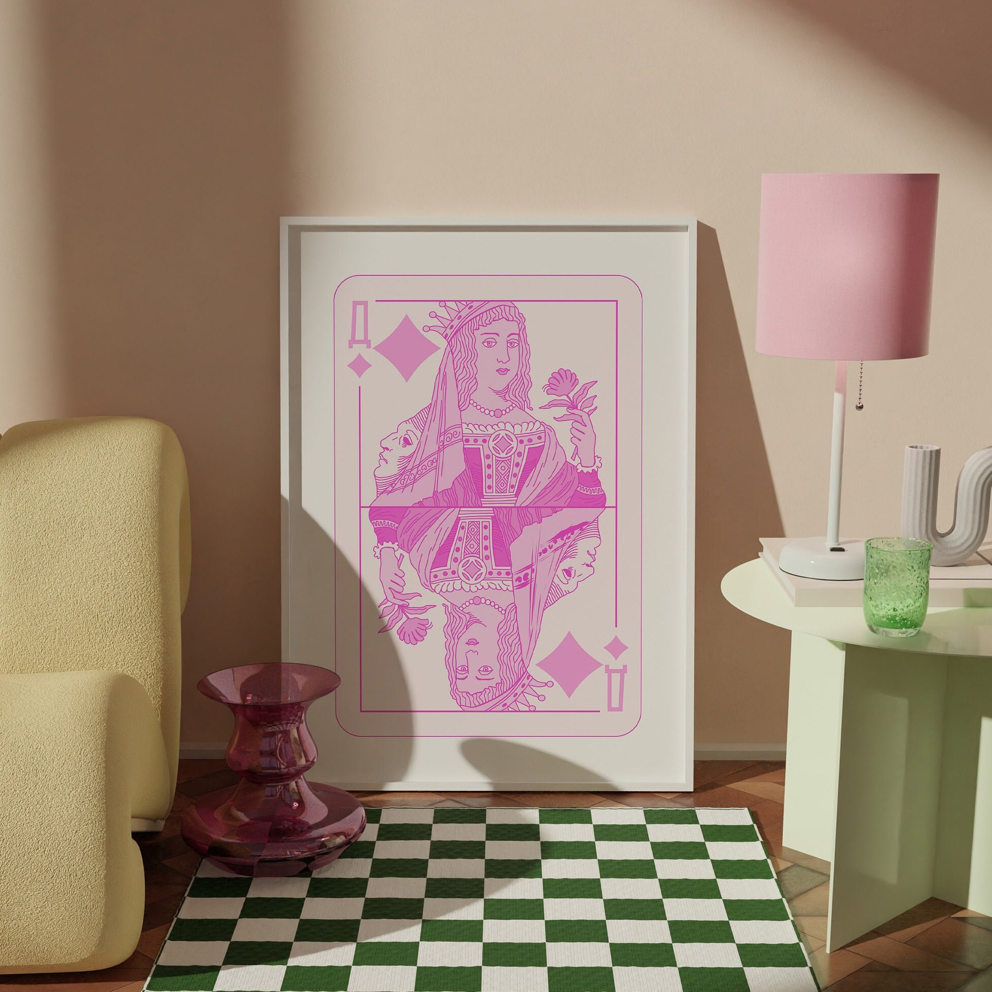 Pink Preppy Print Play Card Wall Art Trendy Digital Prints - Etsy