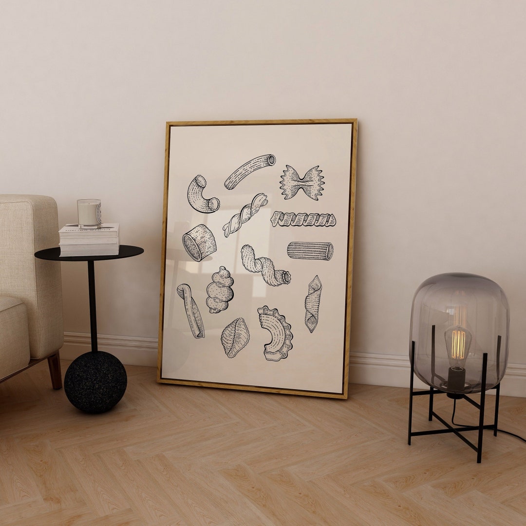 Pasta Wall Art Kitchen Ingredient Art Print Digital Download Food Art ...
