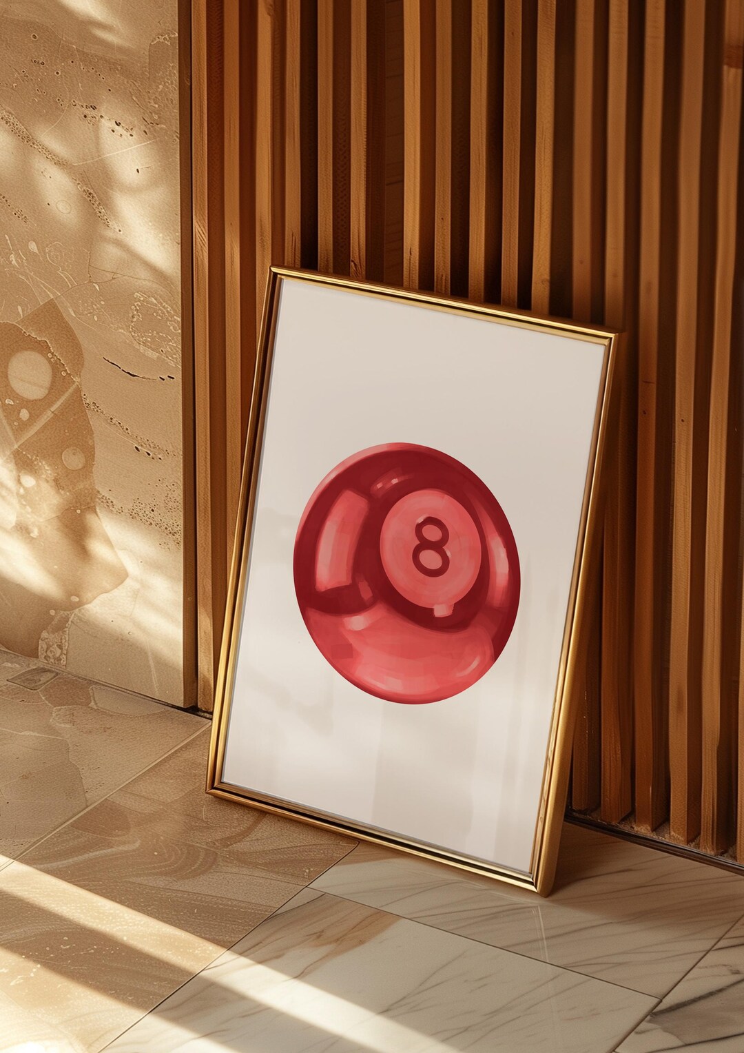 Dark Red Wall Art Eight Ball Wall Art Aesthetic Room Decor Preppy Art ...
