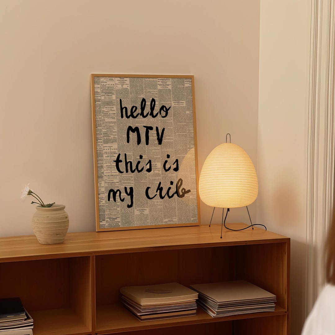 Hello Mtv Welcome to My Grib Trendy Wall Art Newspaper Art Prints Black ...