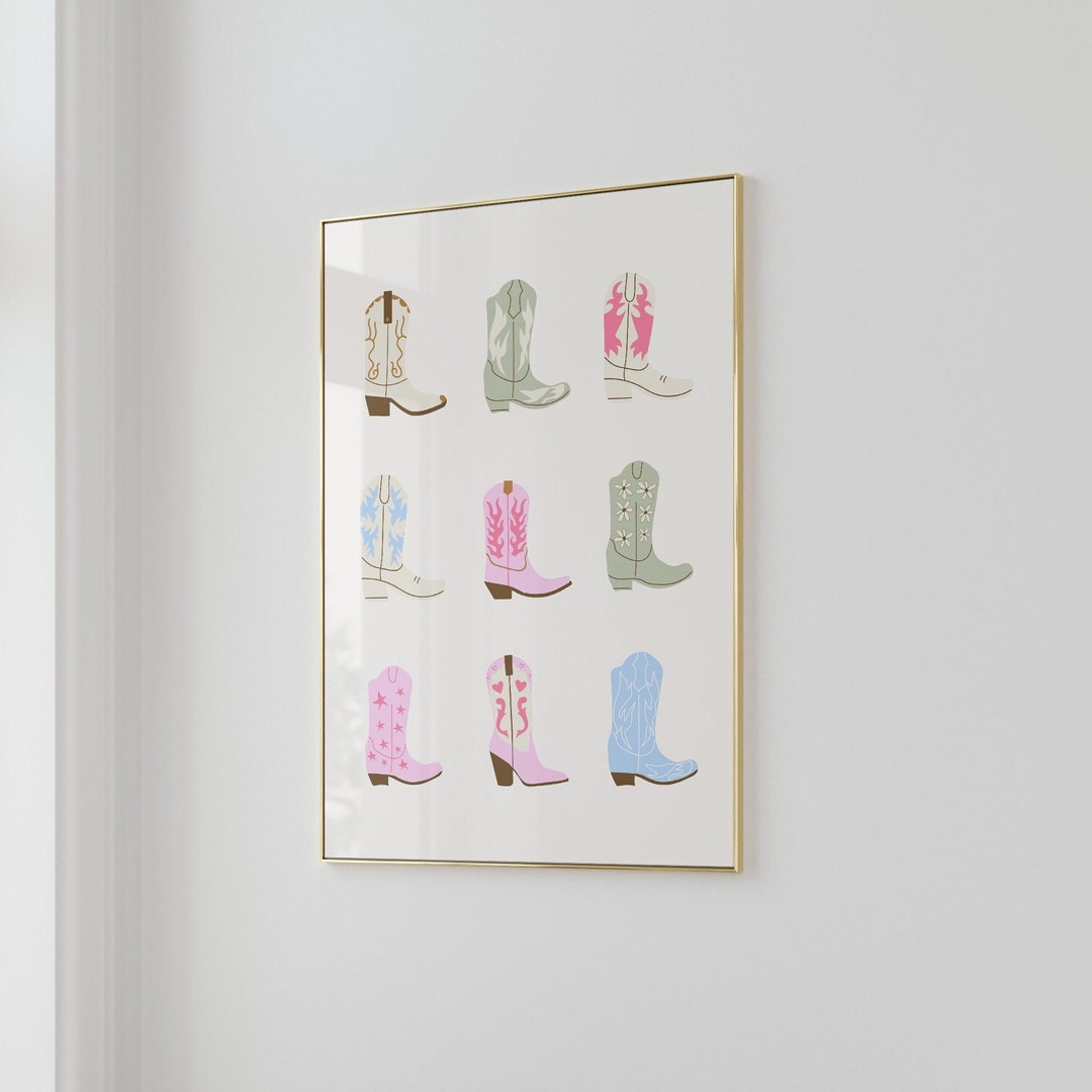 Cowgirl Boot Print Cowboy Boots Poster Bedroom Decor Cowboots Print ...