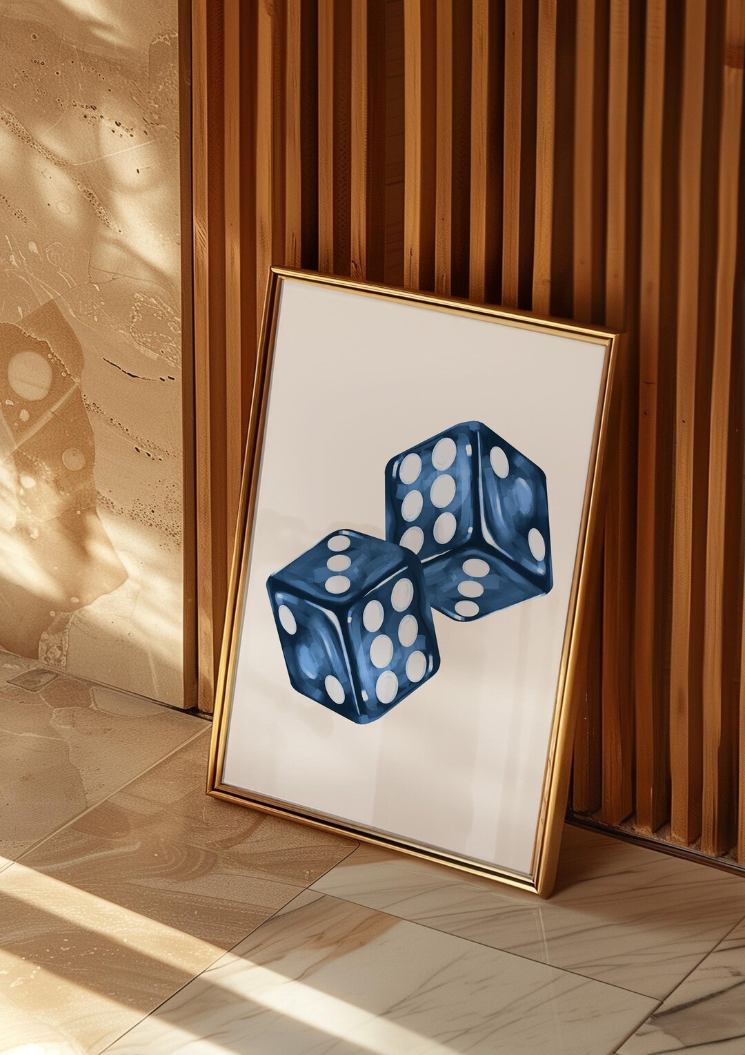 Navy Blue Wall Art Dice Art Aesthetic Room Decor Preppy Art Prints ...