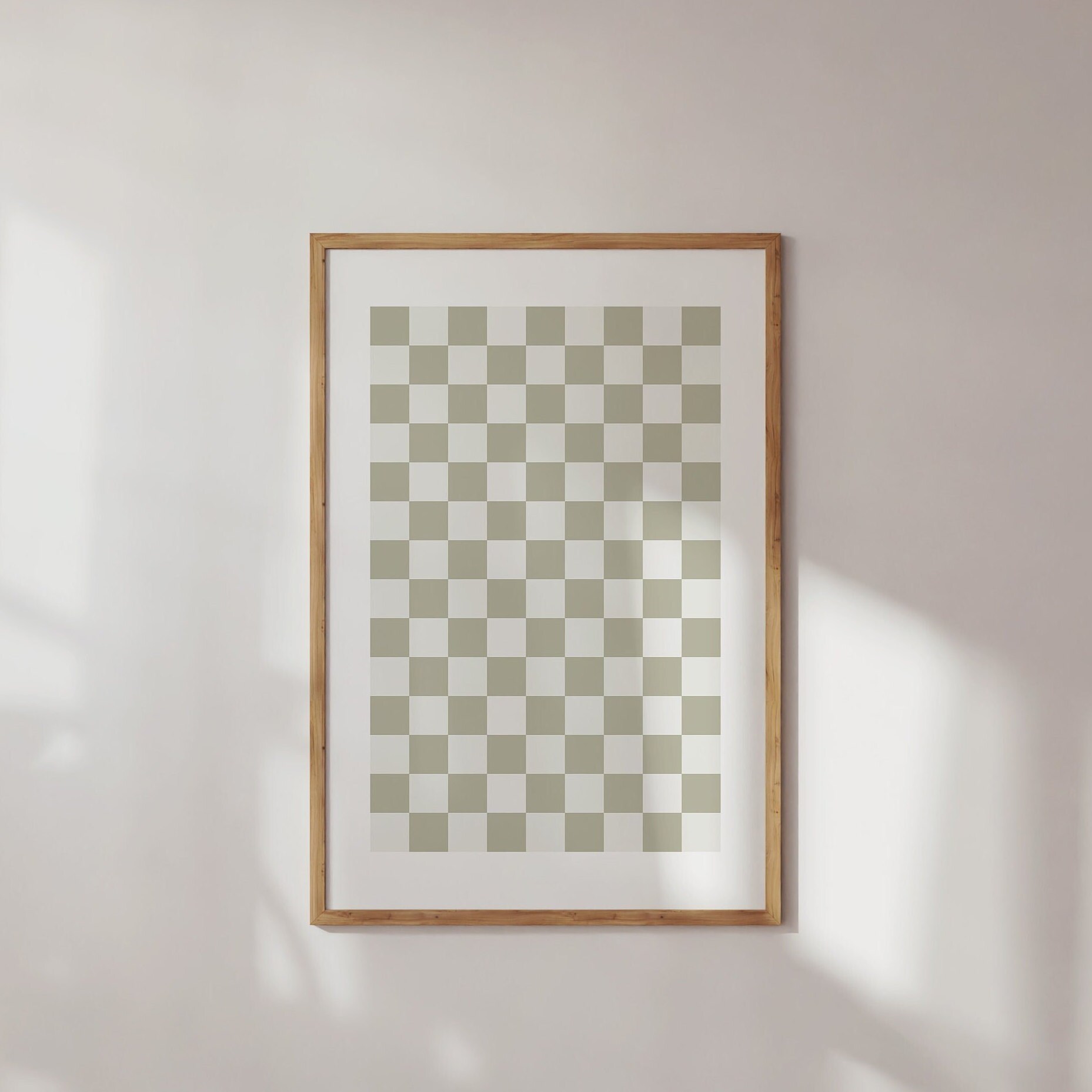 Checkers Art Print Sage Green Wall Art Checkered Poster Green Dorm ...