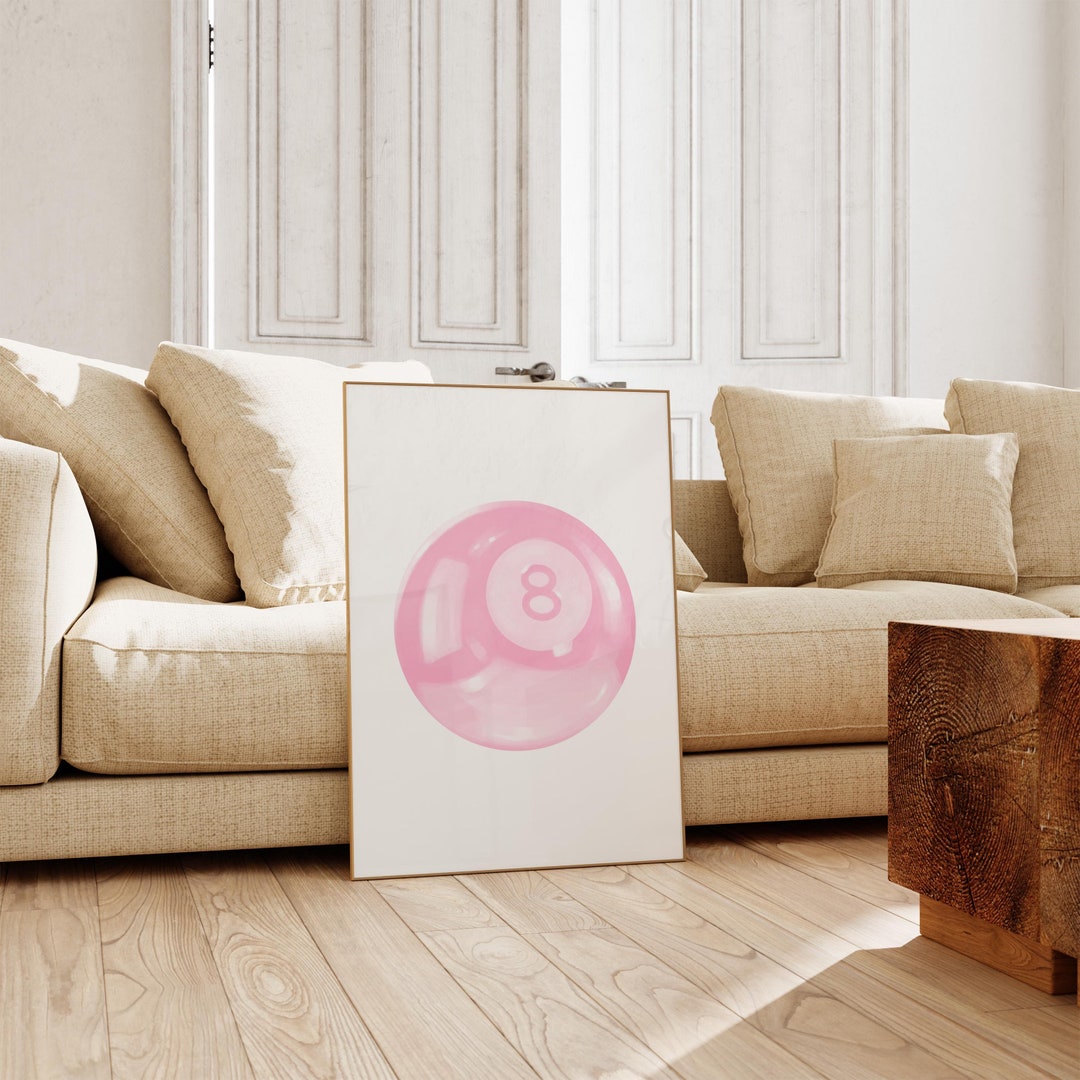 Pink Wall Art Eight Ball Wall Art Aesthetic Room Decor Preppy Art ...