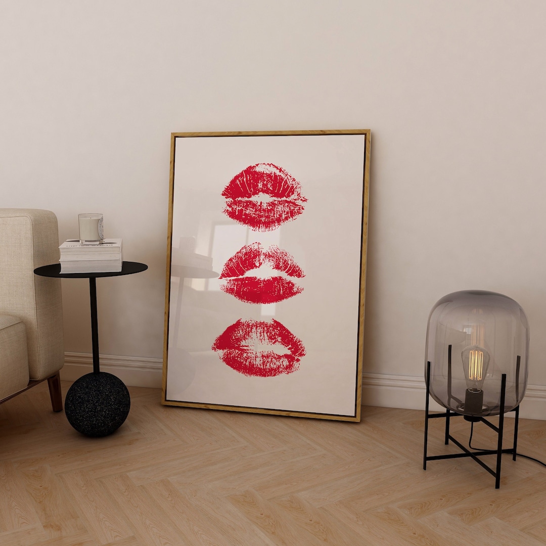Kiss Lips Wall Art Trendy Wall Art Lips Print Preppy Dorm - Etsy