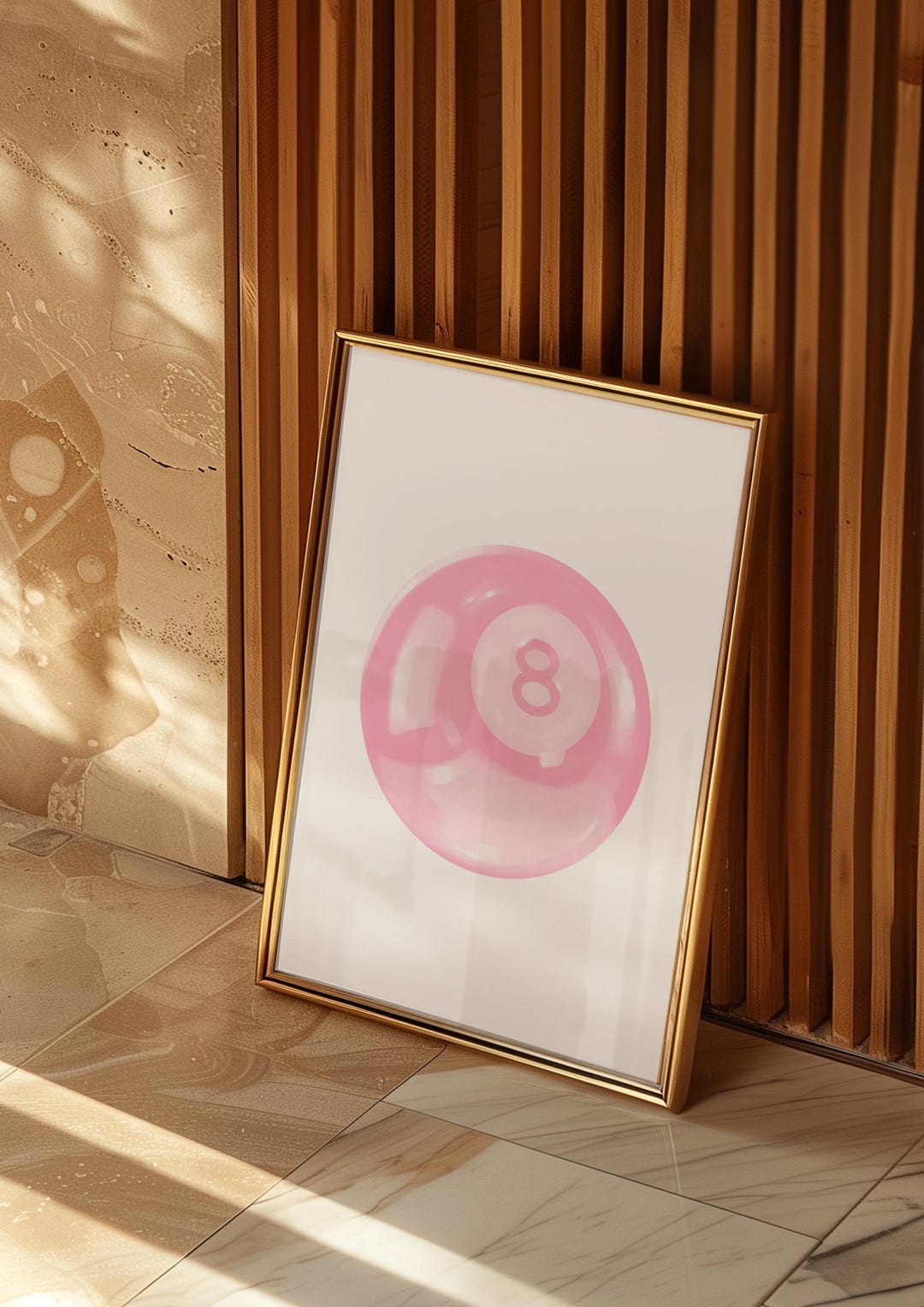 Pink Wall Art Eight Ball Wall Art Aesthetic Room Decor Preppy Art ...