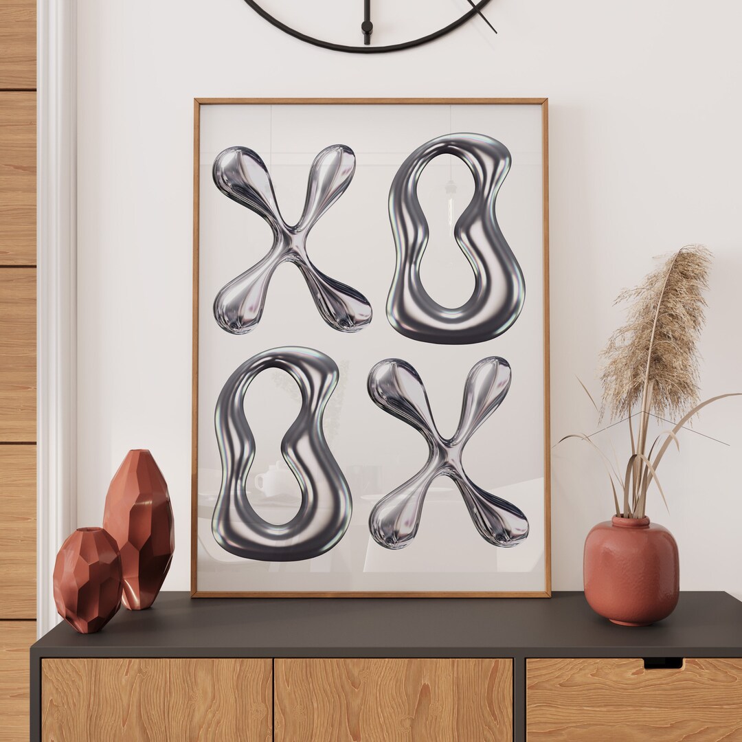 Xoxo Wall Art Chrome Decor Aesthetic Wall Art Black and White Wall Art ...