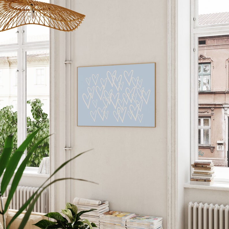 Blue Hearts Wall Art, Trendy Dorm Print (digital Download) - Etsy