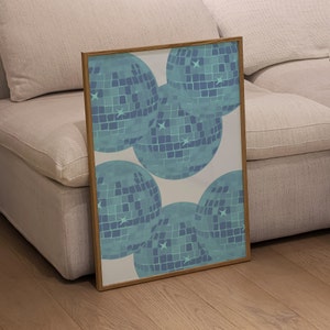 Blue Wall Art Disco Wall Art Preppy Room Decor College Dorm Poster ...