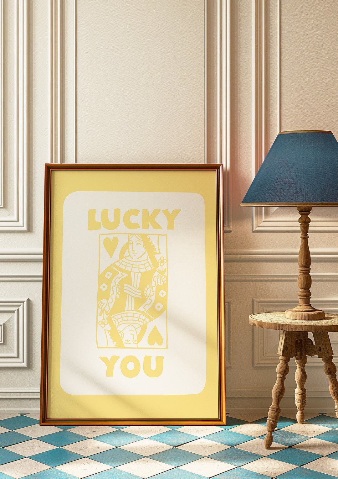 Yellow Poster Lucky You Wall Art Yellow Art Prints Trendy Digital ...