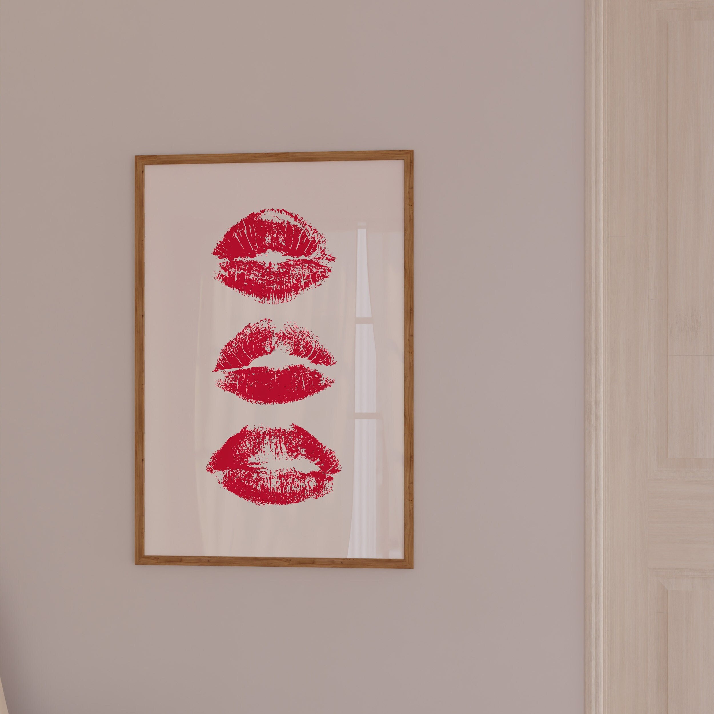 Kiss Lips Wall Art Trendy Wall Art Lips Print Preppy Dorm - Etsy