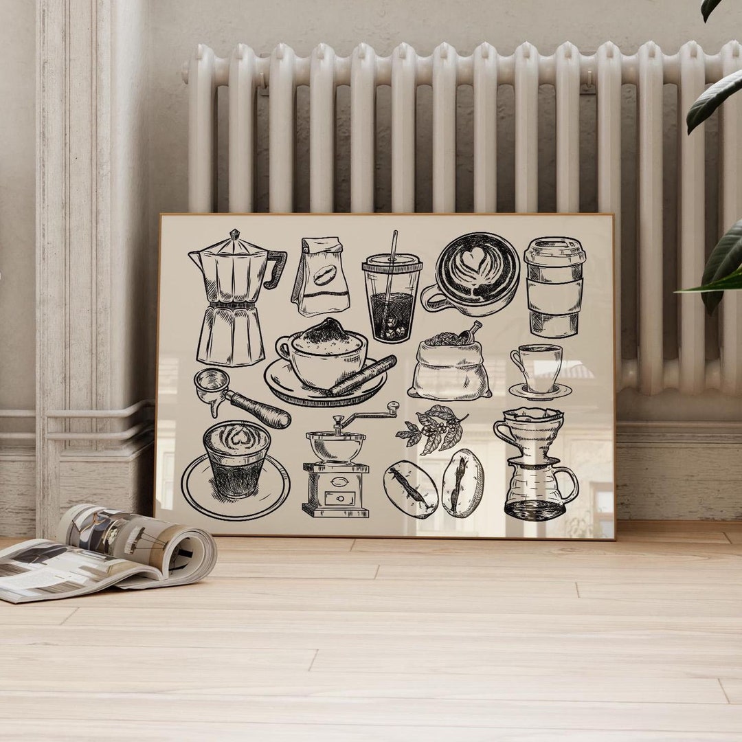 Coffee Bar Art Print, Trendy Kitchen Poster (digital Download) - Etsy